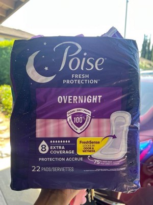 Poise Incontinence Bladder Control Pads Overnight Fresh Protection ...