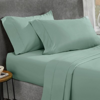 Sage Green Queen Sheet Set - 100% Cotton Bed Sheets, 400 Thread Count ...