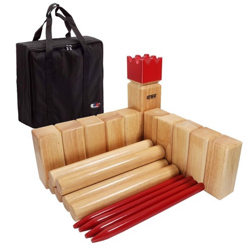 Oak Hardwood Kubb Viking Tossing Game Outdoor Backyard Lawn Throwing Game Set : Target