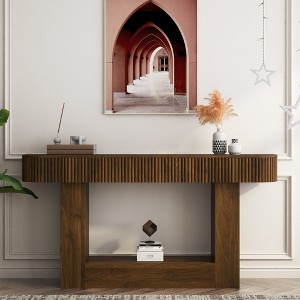 Farmhouse Console Table Behind Sofa, Wooden Rectangular Entryway Table ...