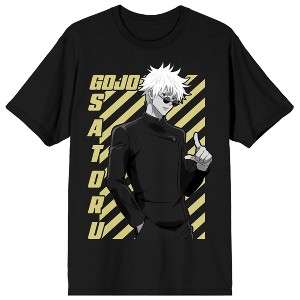 Jujutsu Kaisen Gojo Satoru Striped Background Adult Black Crew Neck ...