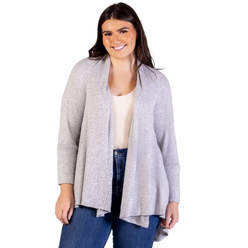 24seven Comfort Apparel Plus Size Open Front Long Sleeve High Low Cozy ...