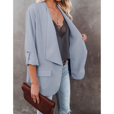 Womens Casual Blazer Long Sleeve Open Front Work Office Business ...