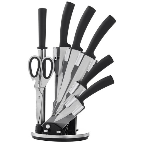 Cheer Collection 7 Piece Kitchen Knife Set With Chic Swivel Display ...