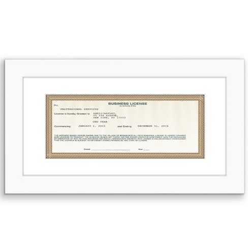 Americanflat 5x10 Business License Frame - Use As 3.5x8 Frame With Mat ...