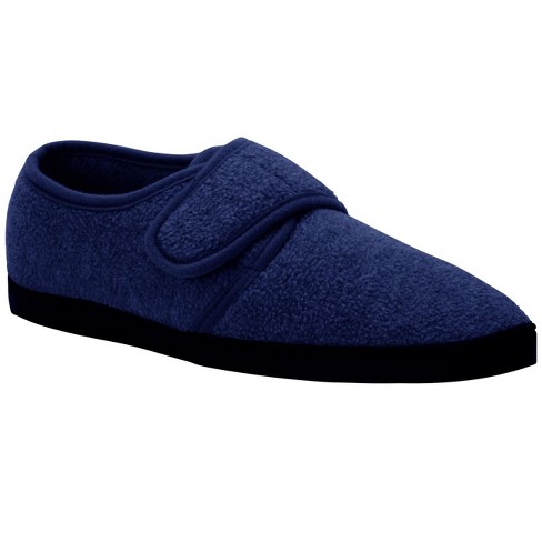 Kingsize Men's Wide Width Adjustable Fleece Slippers - Big - 9 Ew, Navy ...