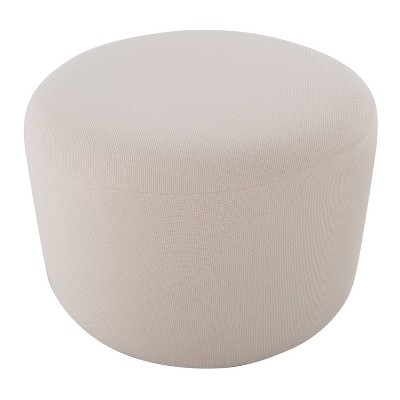 LumiSource Large Round Pouf Knitted Beige: Cotton Upholstered, No ...