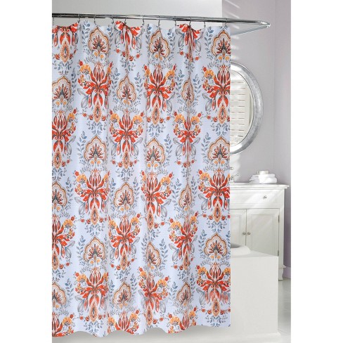 Leaf Motif Shower Curtain - Moda At Home: Polyester Fabric, Botanical ...