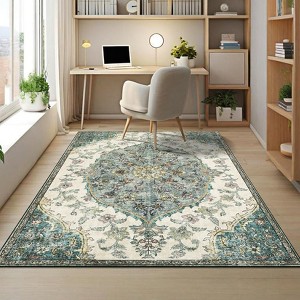Medallion Washable Rug 5x7,Non Slip Non Shedding Foldable,Stain ...
