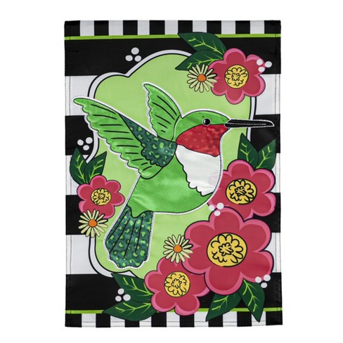 Evergreen Spring Hummingbird Garden Applique Flag 12.5 X 18 Inches ...