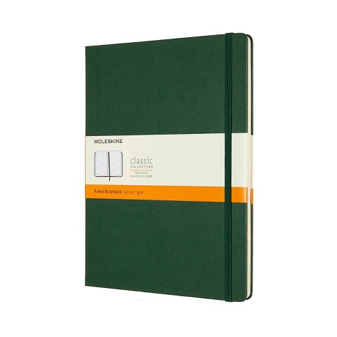 Moleskine Narrow Ruled Notebook 9.75"x7.5" Hard Cover Classic Myrtle ...