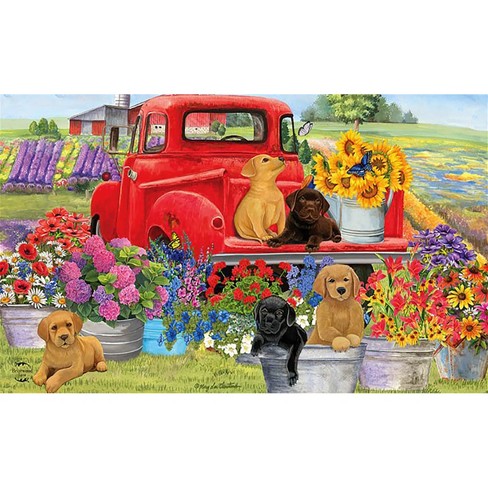 Spring Day Puppies Doormat Dogs Indoor Outdoor 30" X 18" Briarwood Lane ...