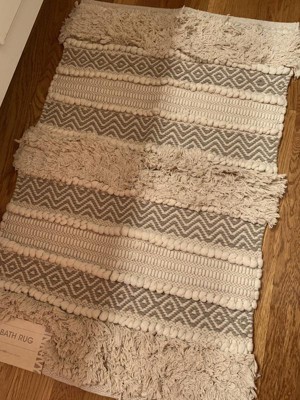 20"x32" Asher Woven Textured Striped Bath Rug Natural - Ink+ivy : Target