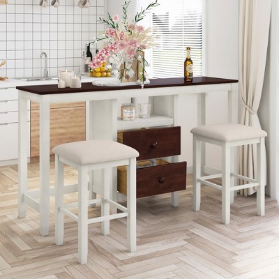 3-piece Kitchen Island Set With 2 Stools Cream White-modernluxe : Target