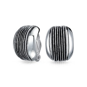 Bling Jewelry Twisted Cable Chain Rope Wide Half Hoop Clip On Earrings ...