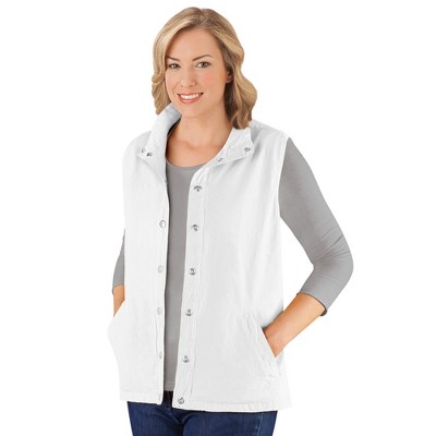 Collections Etc Snap Front And Cinch Back Sleeveless Vest Large White ...