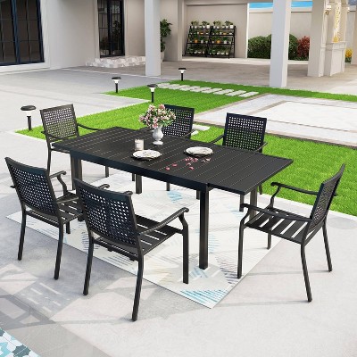 7pc Outdoor Dining Set With Expandable Metal Table - Captiva Designs ...