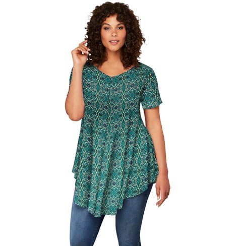 Roaman's Women's Plus Size V-neck Swing Ultra Drape Tunic - 42/44 ...