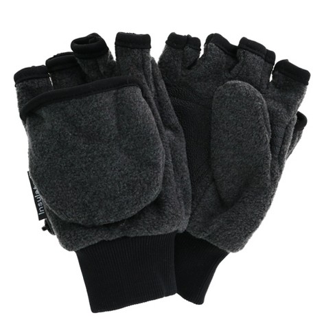 Ctm Kids' And Teens' Fleece Convertible Fingerless Winter Mitten ...