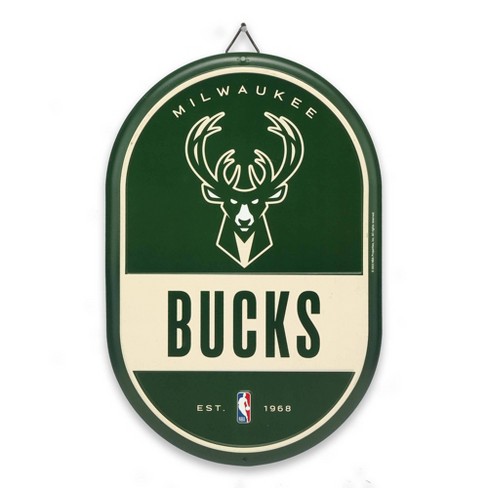 Nba Milwaukee Bucks Embossed Metal Pill Wall Sign : Target