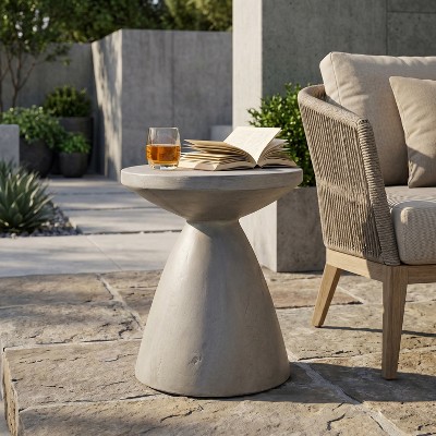 Patio End Table Hourglass Indoor&Outdoor Side Table Weather-Resistant ...