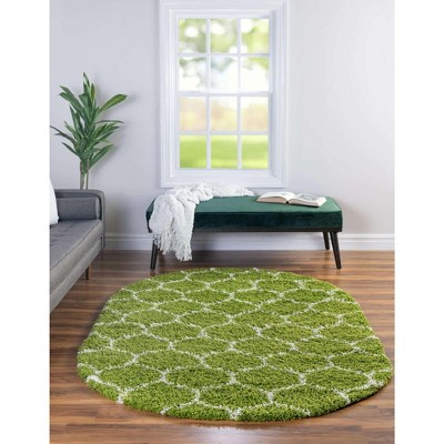 Unique Loom 4' 0 X 6' 0 Oval Trellis Shag Green Area Rug : Target
