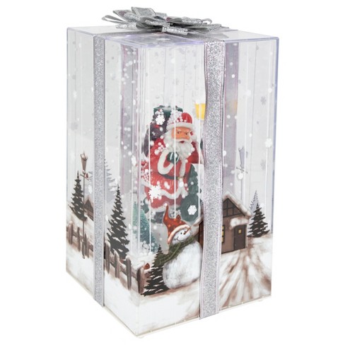 Northlight Lighted And Musical Santa Snowing Gift Box With Ribbon ...
