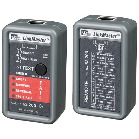 Ideal® Linkmaster™ Rj45 Cat5e/6 Ethernet Wiremapper Tester In Gray : Target