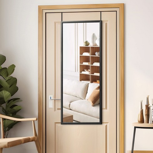 Elio 47"x18" Over The Door Mirror Full Length Door Mirror With Wood ...