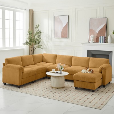Hyleory 115" Corduroy Oversized Modular Sectional Sofa, U Shaped Couch ...