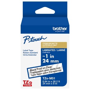 Brother P-Touch TZeM51 Black on Premium Matte Clear Label Tape: 1in x ...
