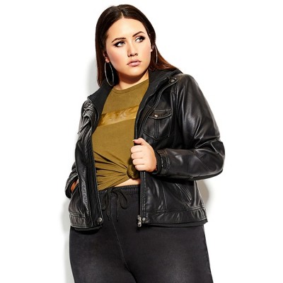 Women's Plus Size Layered Hoodie Jacket - Black | Ccx : Target