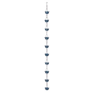 VIP Flower Blue Patina Rain Chain, Coastal Hanging Outdoor Decor, Metal ...