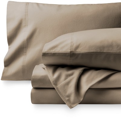 Taupe Cotton Flannel Split-king Sheet Set By Bare Home : Target
