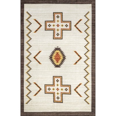 Nuloom Clio Aztec Bordered Machine Washable Area Rug Brown 4' X 6' : Target