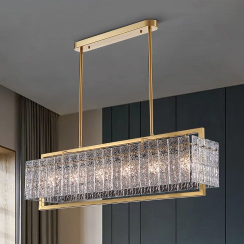 Ludomide Lights Rectangular Chandelier, Black And Gold Linear ...