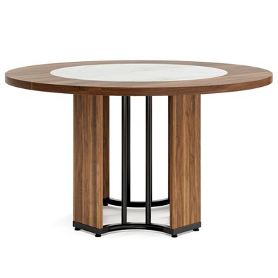 Tribesigns 47-inch Wood Round Dining Table With Metal Pedestal Base ...