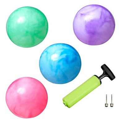 New Bounce Marbleized Rubber Balls (set Of 4) Plus 2 Pins & Pump For ...