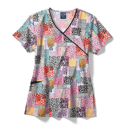 Zoe+chloe Contrast Mock Wrap Print Scrub Top, 3x : Target