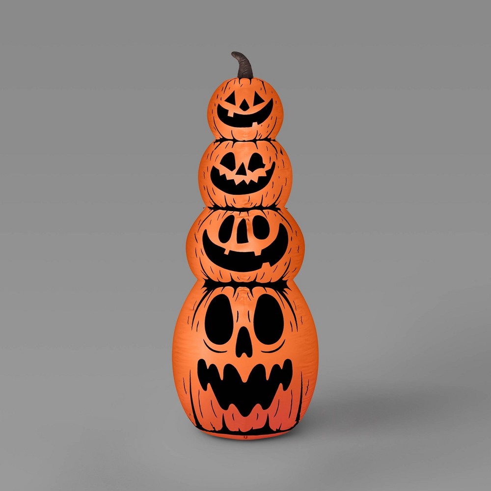 9' Tall Jack Stacked Pumpkins Inflatable Halloween Decoration Orange ...