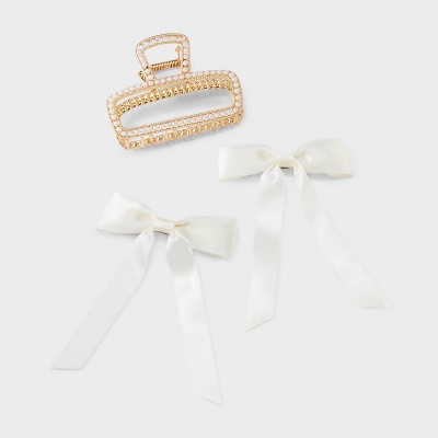 Satin Long Bow Hair Clip Set 2pc - A New Day™ : Target