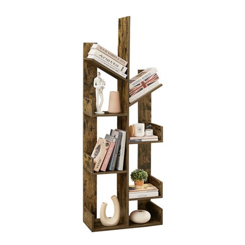 Vecelo Wooden Bookcase, Modern Industrial Style Display Bookshelf/ 8 ...
