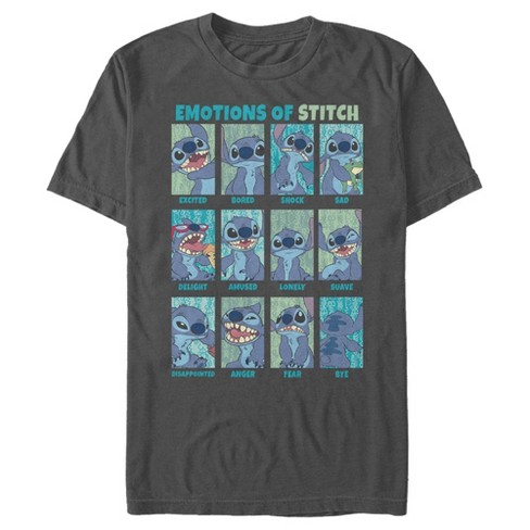 Men's Lilo & Stitch Emotions Of 626 T-shirt - Charcoal - X Large : Target