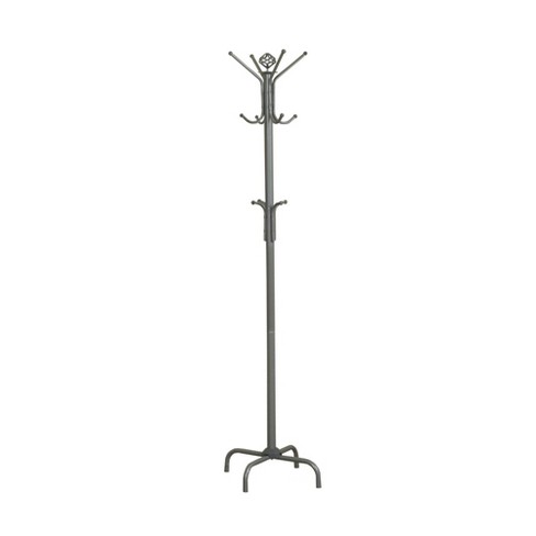 70" Metal Coat Rack Silver - Everyroom: Freestanding, 12 Hooks, Wide ...