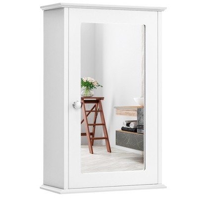 Costway Bathroom Cabinet Medicine Cabinet Single Door Shelves Wall ...