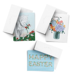 Easter Assorted Greeting Card Pack (3ct) "Yeti Picking Flowers, Easter ...