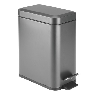Mdesign 1.3 Gallon Rectangle Metal Step Can, Liner/handle, Graphite ...