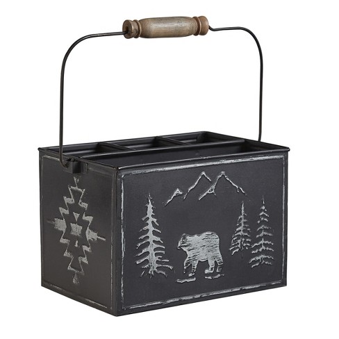 Park Designs Black Bear Rustic Metal Utensil Caddy : Target