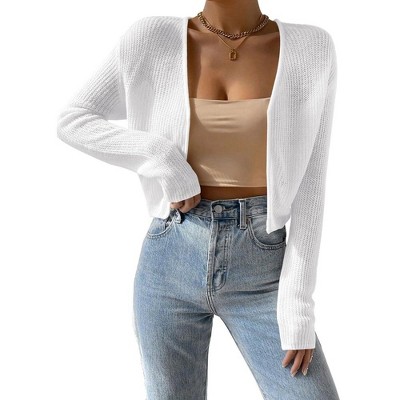 Womens Cardigan Long Sleeve Open Front Sweater Bolero Cropped Cardigan ...