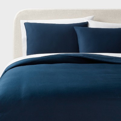 King Washed Cotton Sateen Comforter And Sham Set Dark Navy - Threshold ...